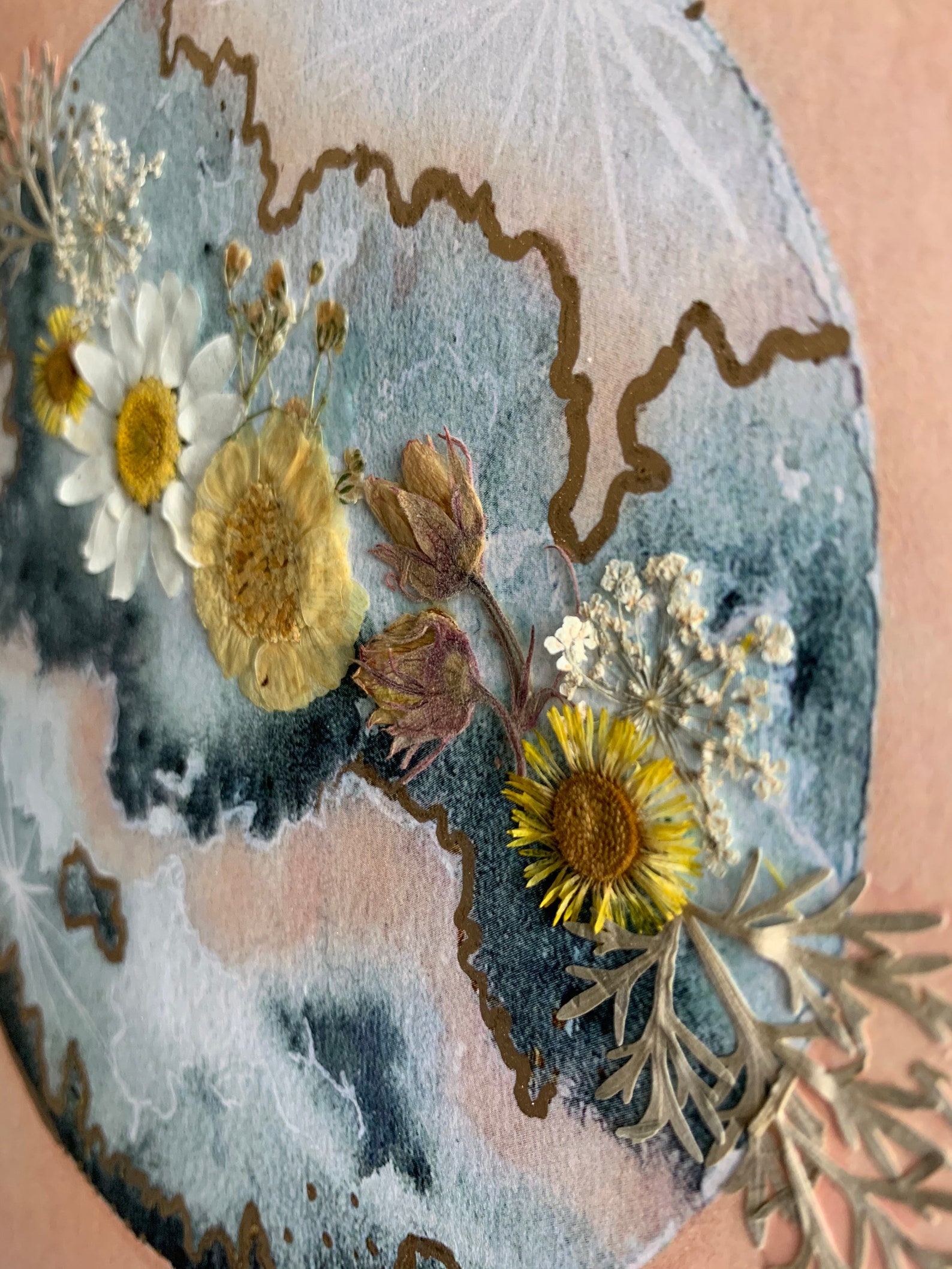 EMBELLISHED PRINT: "new Moon Bloom" Full Moon - Watercolor, Pressed ...