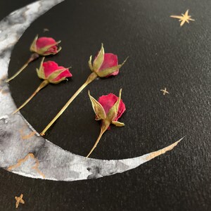EMBELLISHED PRINT: "crimson Rose Crescent" | Real Pressed Flowers ...