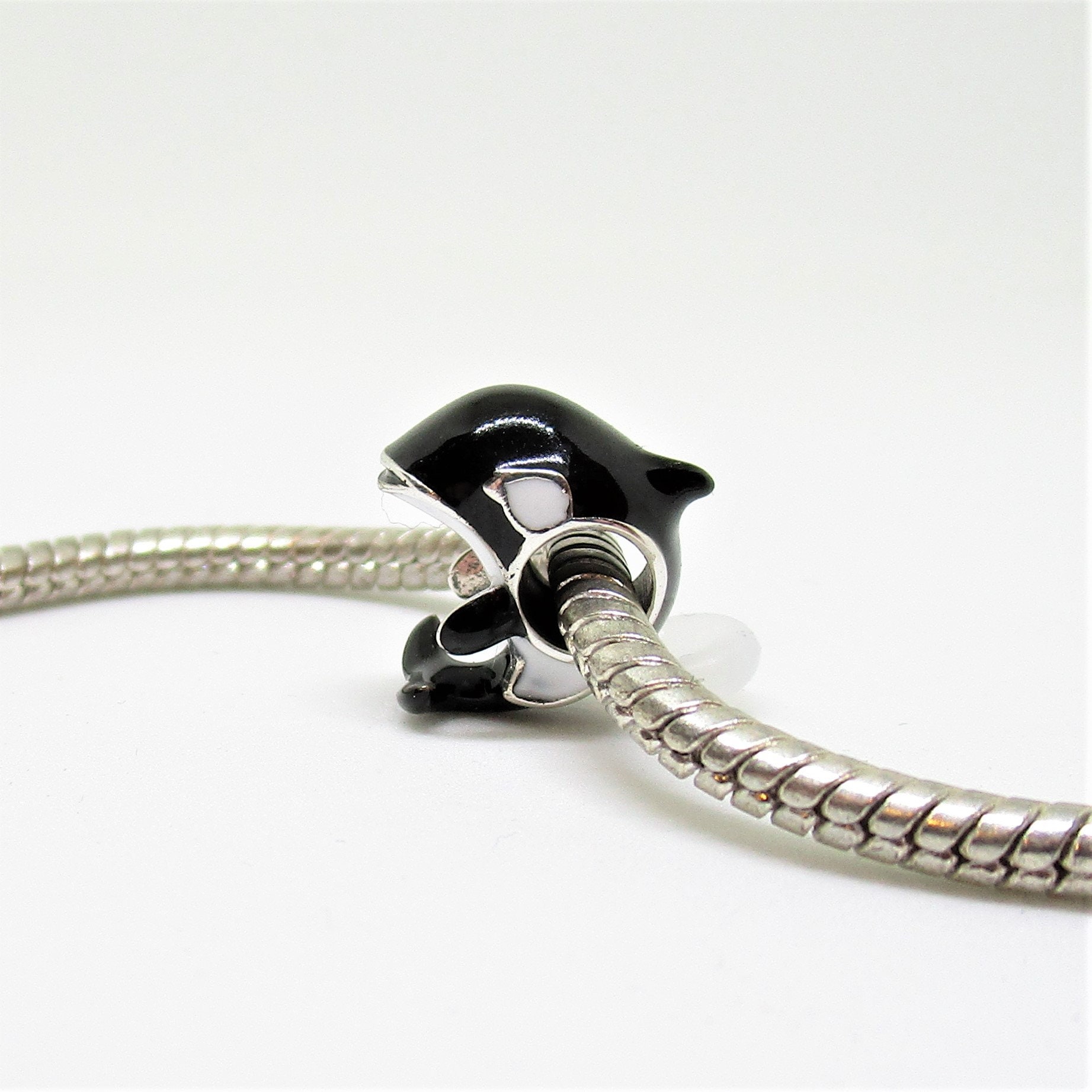 Sterling Silver Orca Whale Charm for European Bracelets | Etsy