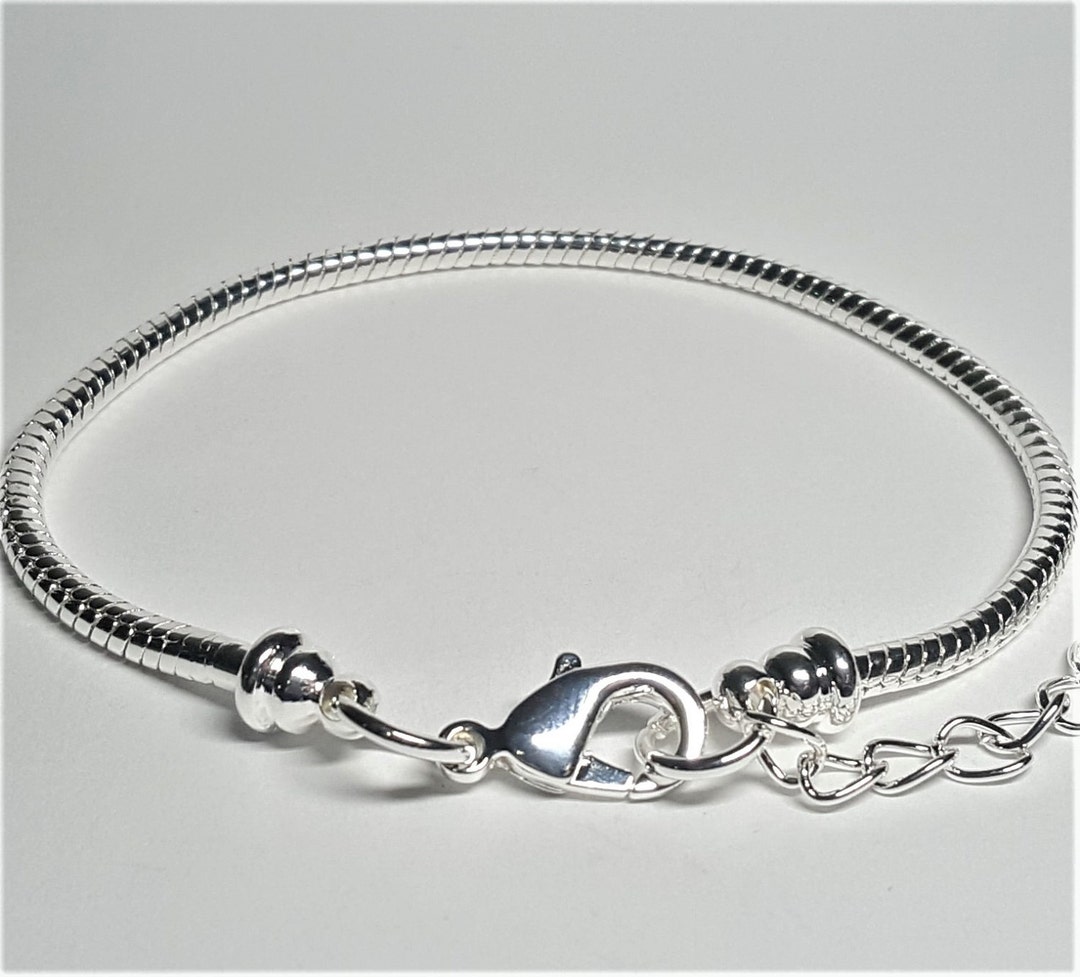 Silver European Bracelet With Extender Chain - 15cm -23cm (6-9inches ...