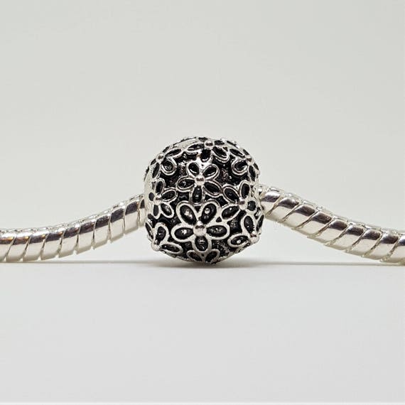 One Round Tiny Flowers Locking Bead for European Bracelets | Etsy