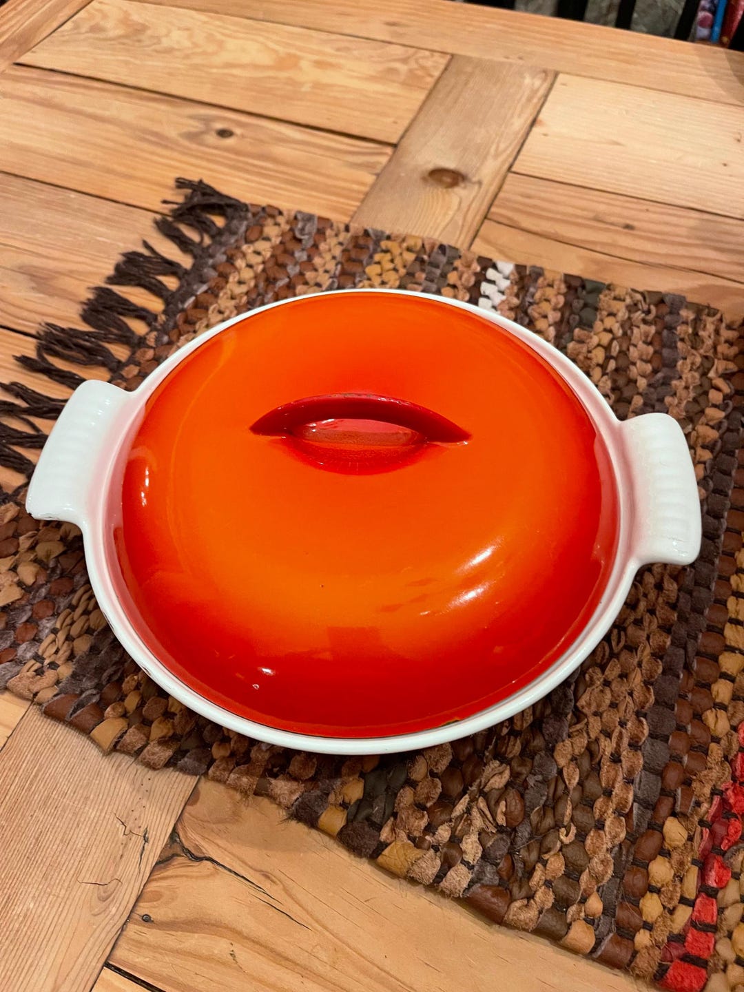 Vintage Descoware FE 22 Flame Orange Enameled Cast Iron Divided Baking ...