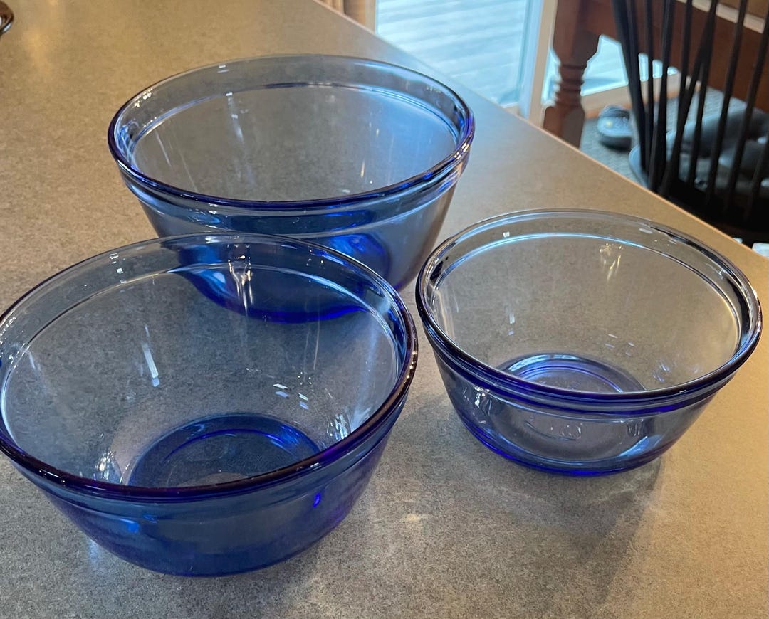 Anchor Ovenware Colbolt Blue Mixing Bowl Nesting Set 3 Pc Bowls - Etsy