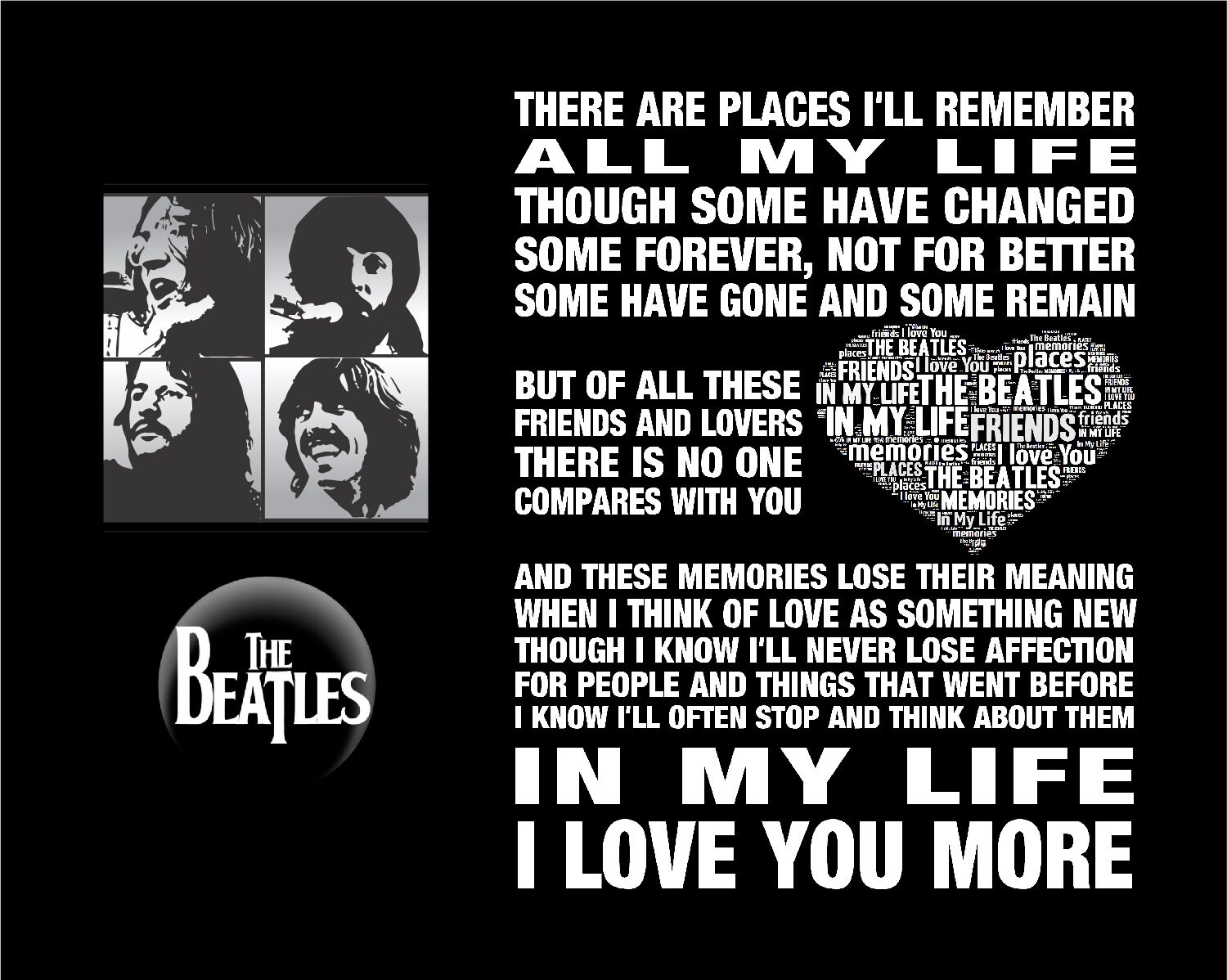 The Beatles Song Music Lyrics in My Life Poster Print. John Lennon ...