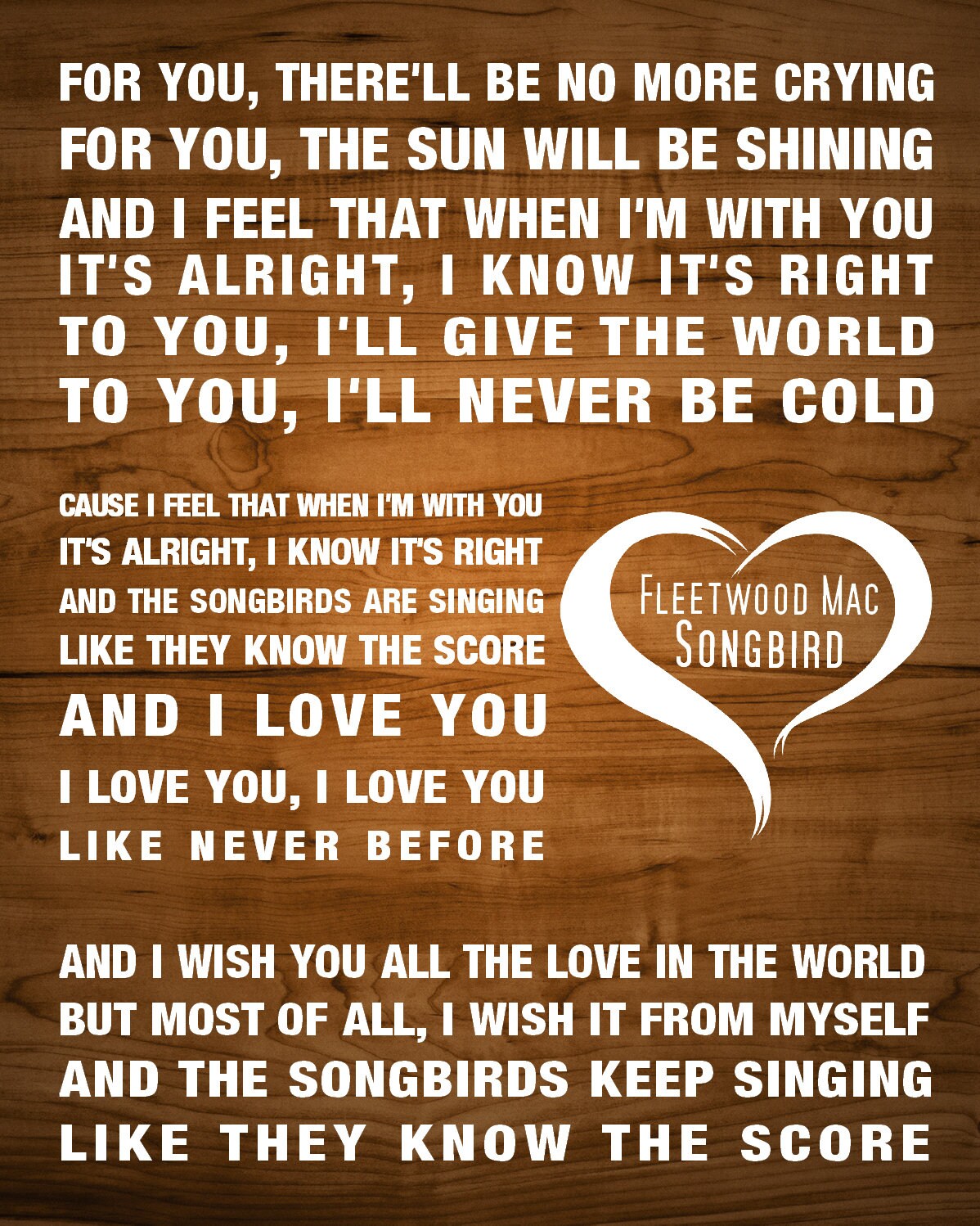 Fleetwood Mac Songbird Music Song Lyrics. Textured Hessian - Etsy UK