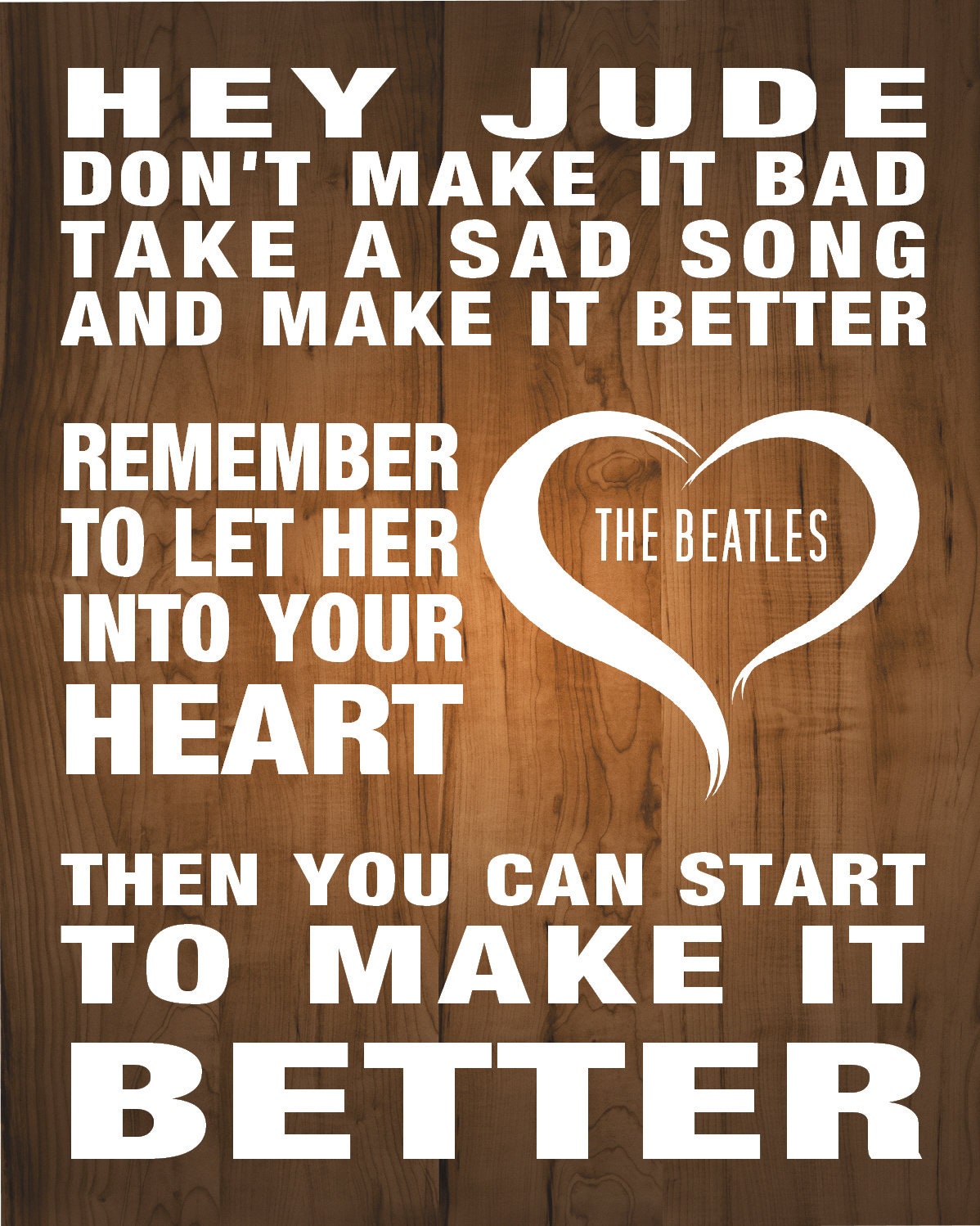 The Beatles Hey Jude Lyrics Art Print, Textured Linen Poster - Etsy UK