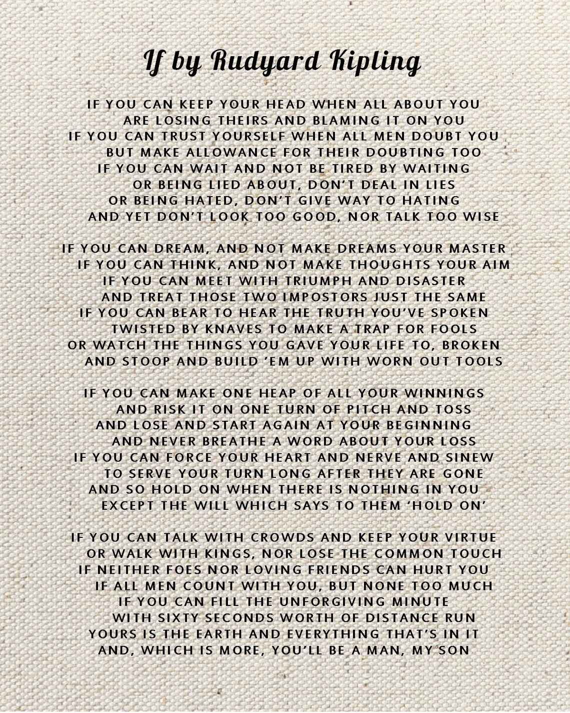 IF by Rudyard Kipling Print Poem Quote Fabric Stars. You Will - Etsy