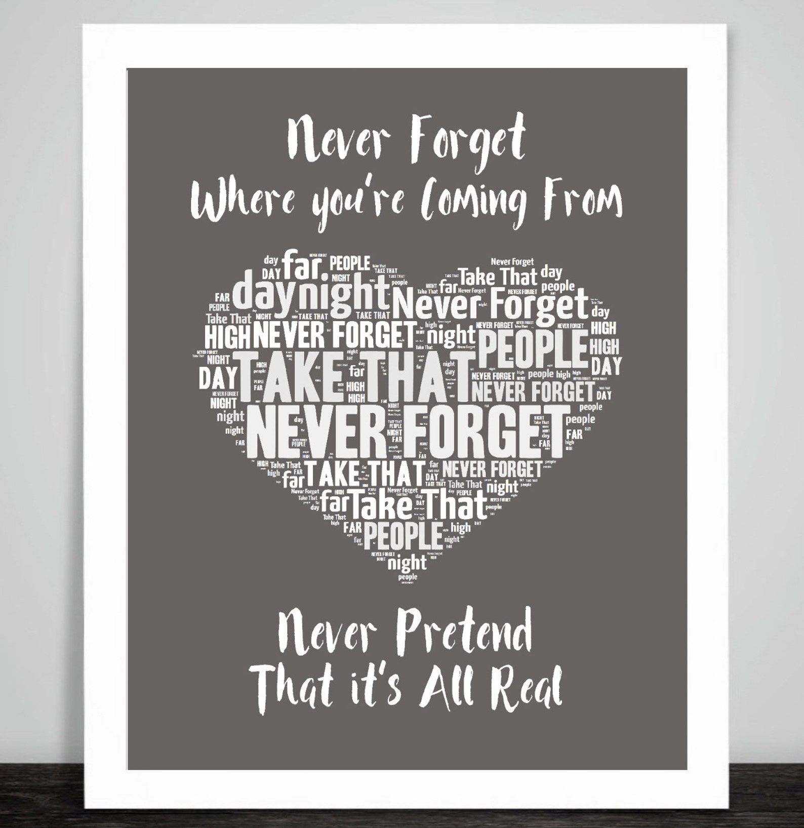 Take That Never Forget Music Love Song Lyrics Heart Art Print - Etsy UK