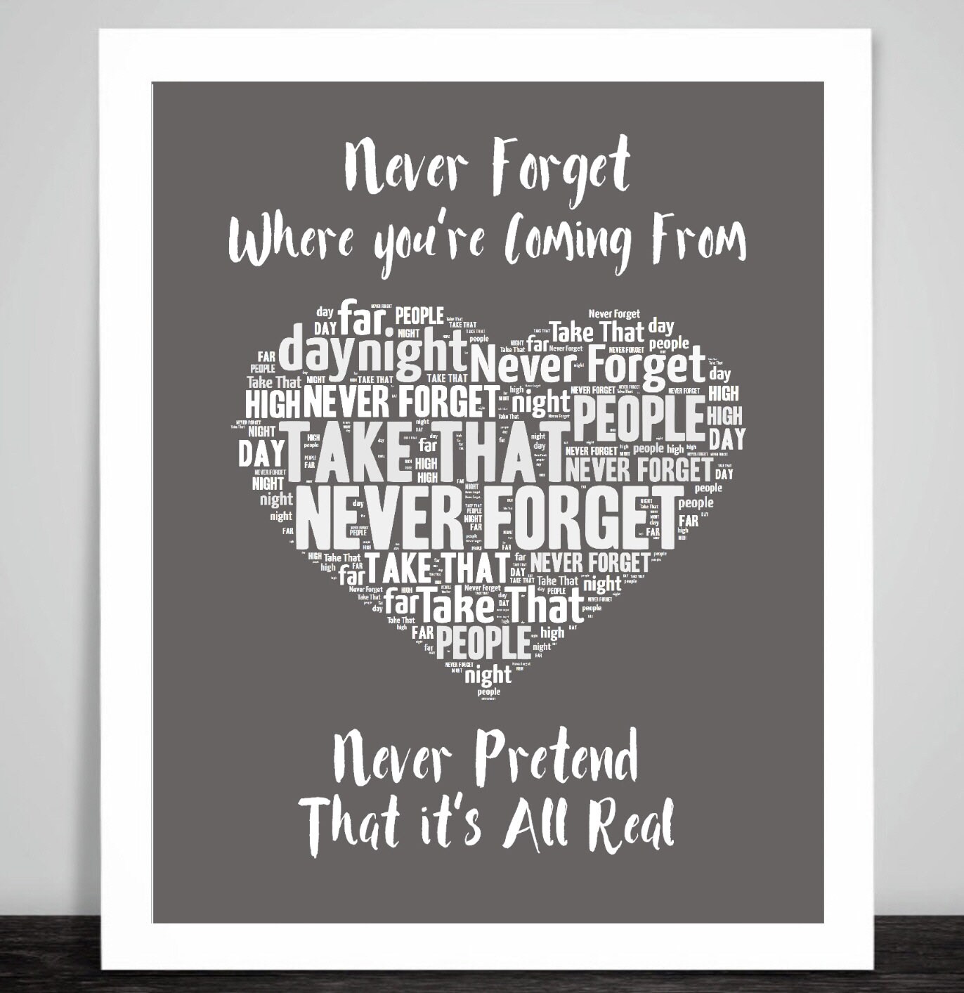 Take That Never Forget Music Love Song Lyrics Heart Art Print - Etsy