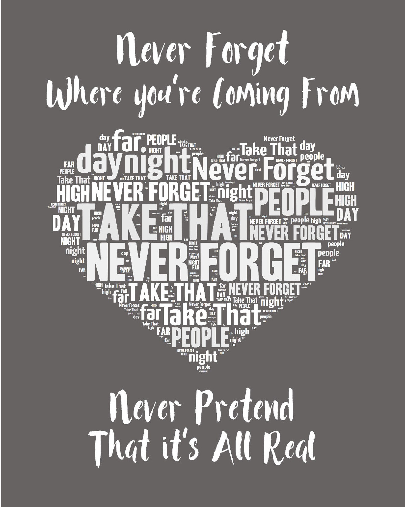 Take That Never Forget Music Love Song Lyrics Heart Art Print - Etsy