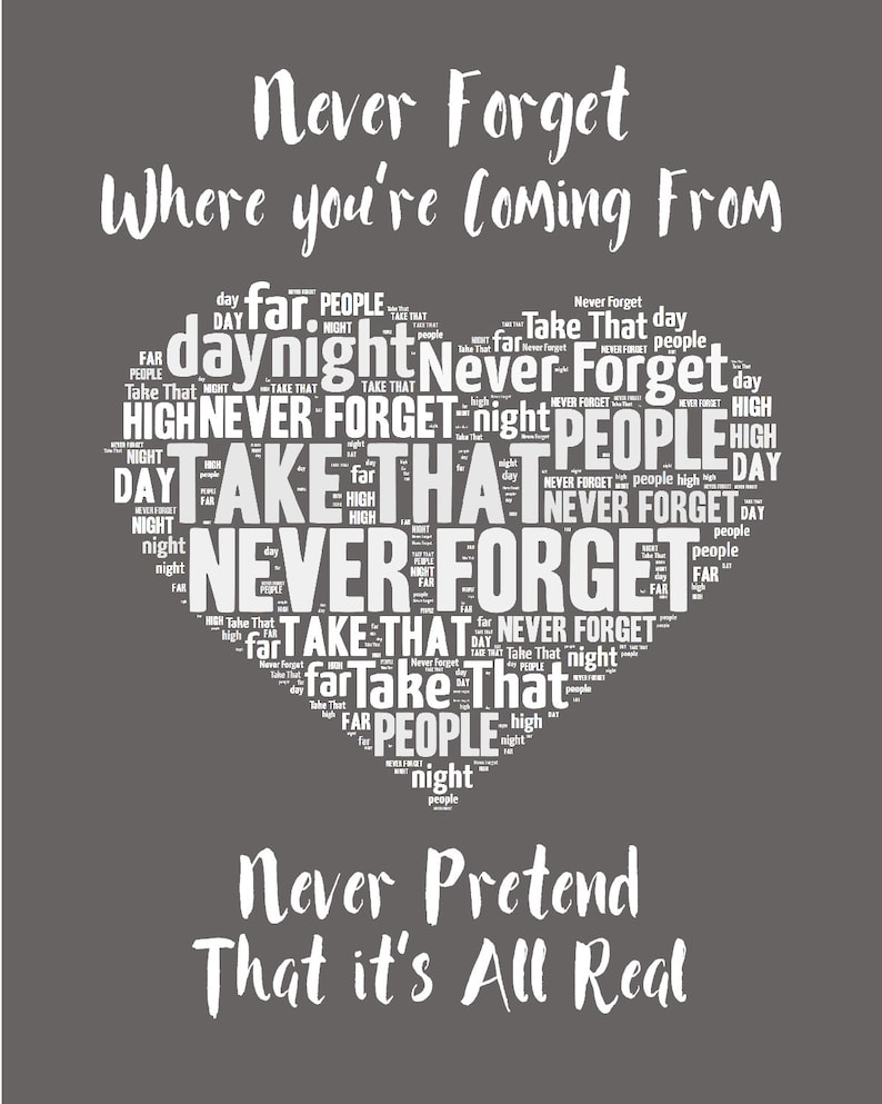 Take That Never Forget Music Love Song Lyrics Heart Art Print - Etsy