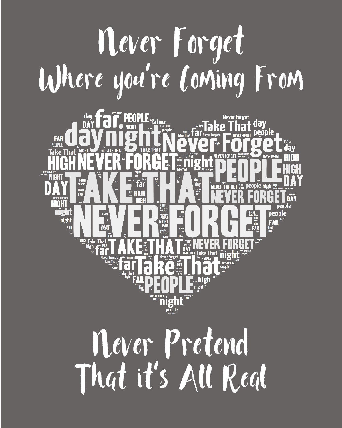 Take That Never Forget Music Love Song Lyrics Heart Art Print - Etsy UK