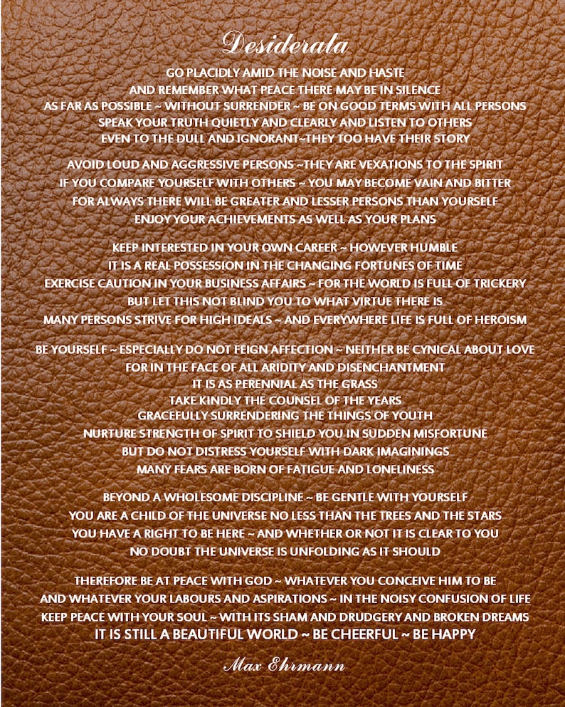 Desiderata by Max Ehrmann Poem Quote Wall Art Print You Are a - Etsy