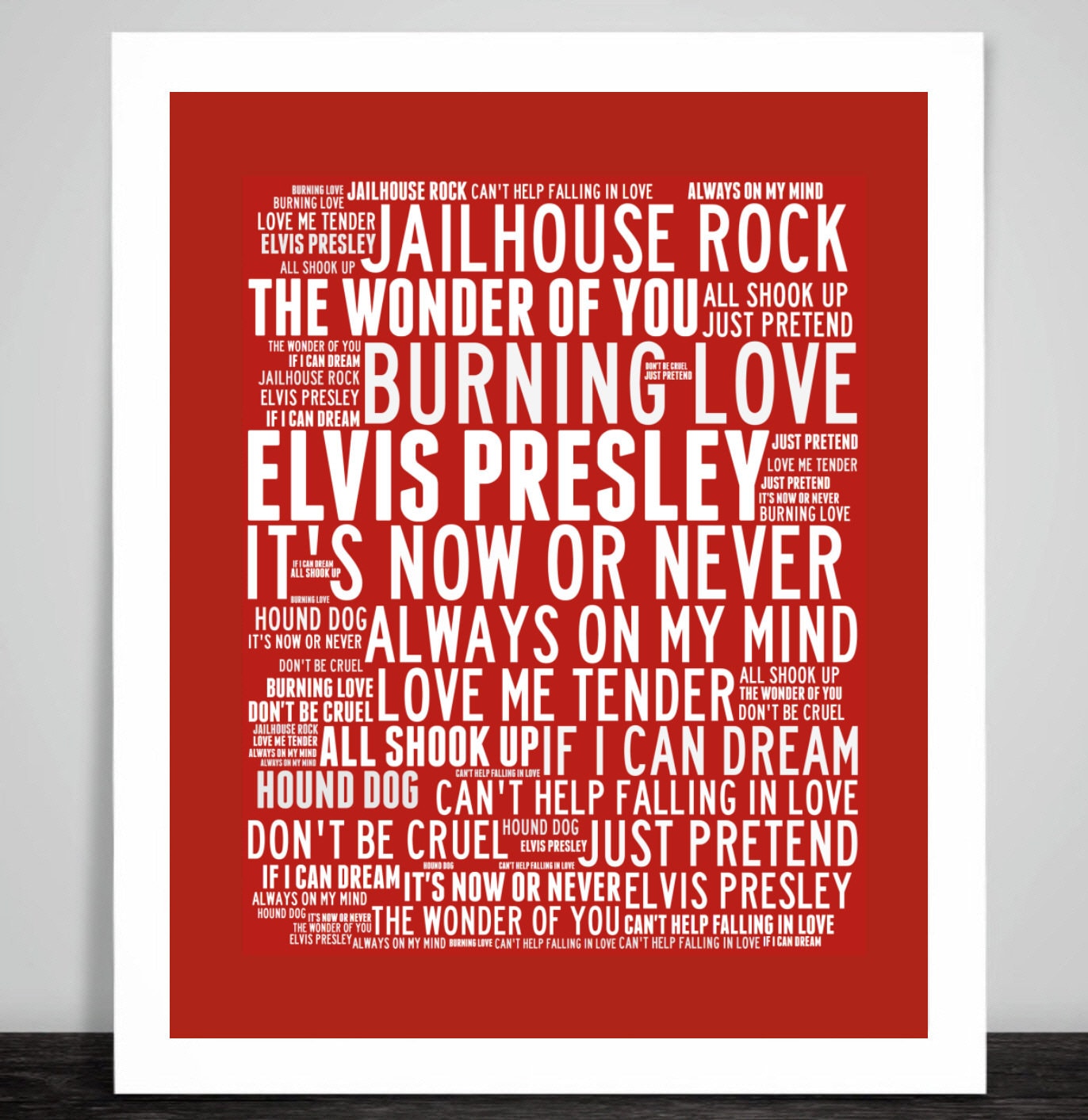 ELVIS PRESLEY Music Song Titles Lyrics Portrait Wall Art Print/poster ...