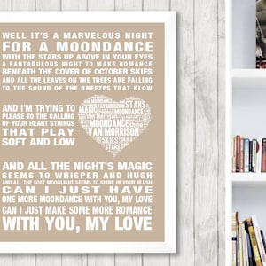 VAN MORRISON Moondance Music Love Song Lyrics Wall Art Print/poster ...