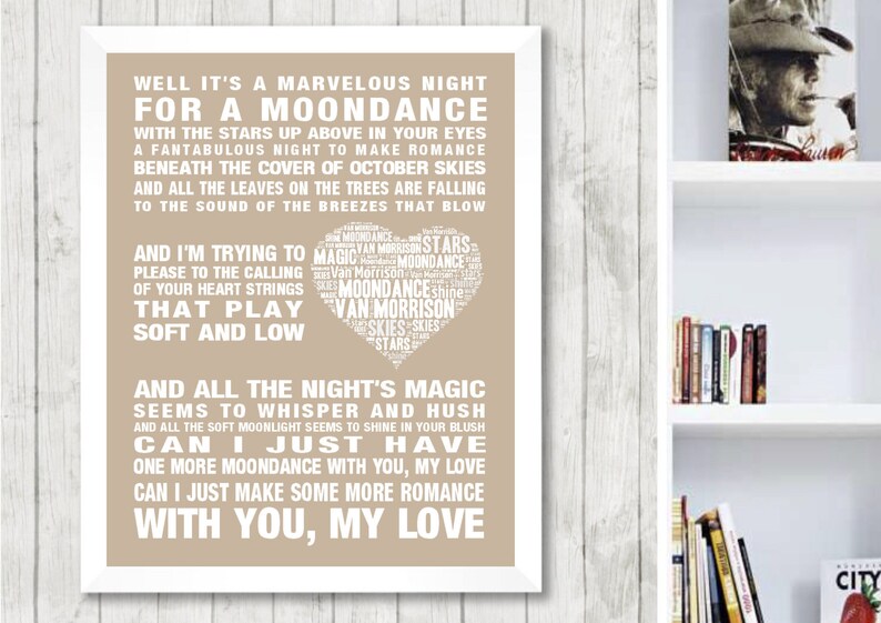 VAN MORRISON Moondance Music Love Song Lyrics Wall Art - Etsy