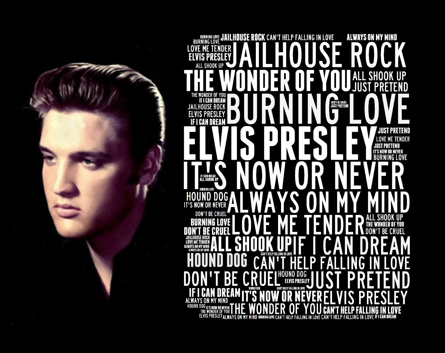 Elvis Presley the King Songs Poster Art Print Wonder of You - Etsy