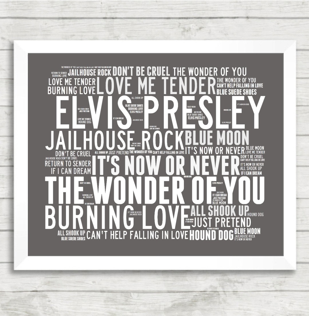 ELVIS PRESLEY Music Song Titles Lyrics Landscape Wall Art Print/poster ...