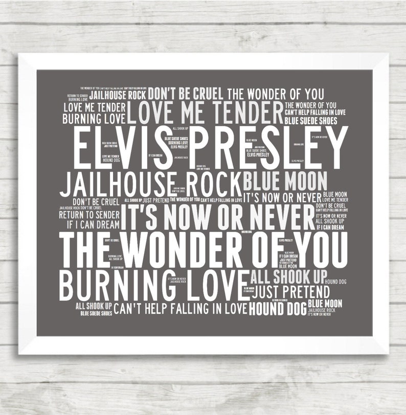 ELVIS PRESLEY Music Song Titles Lyrics Landscape Wall Art Print/poster ...