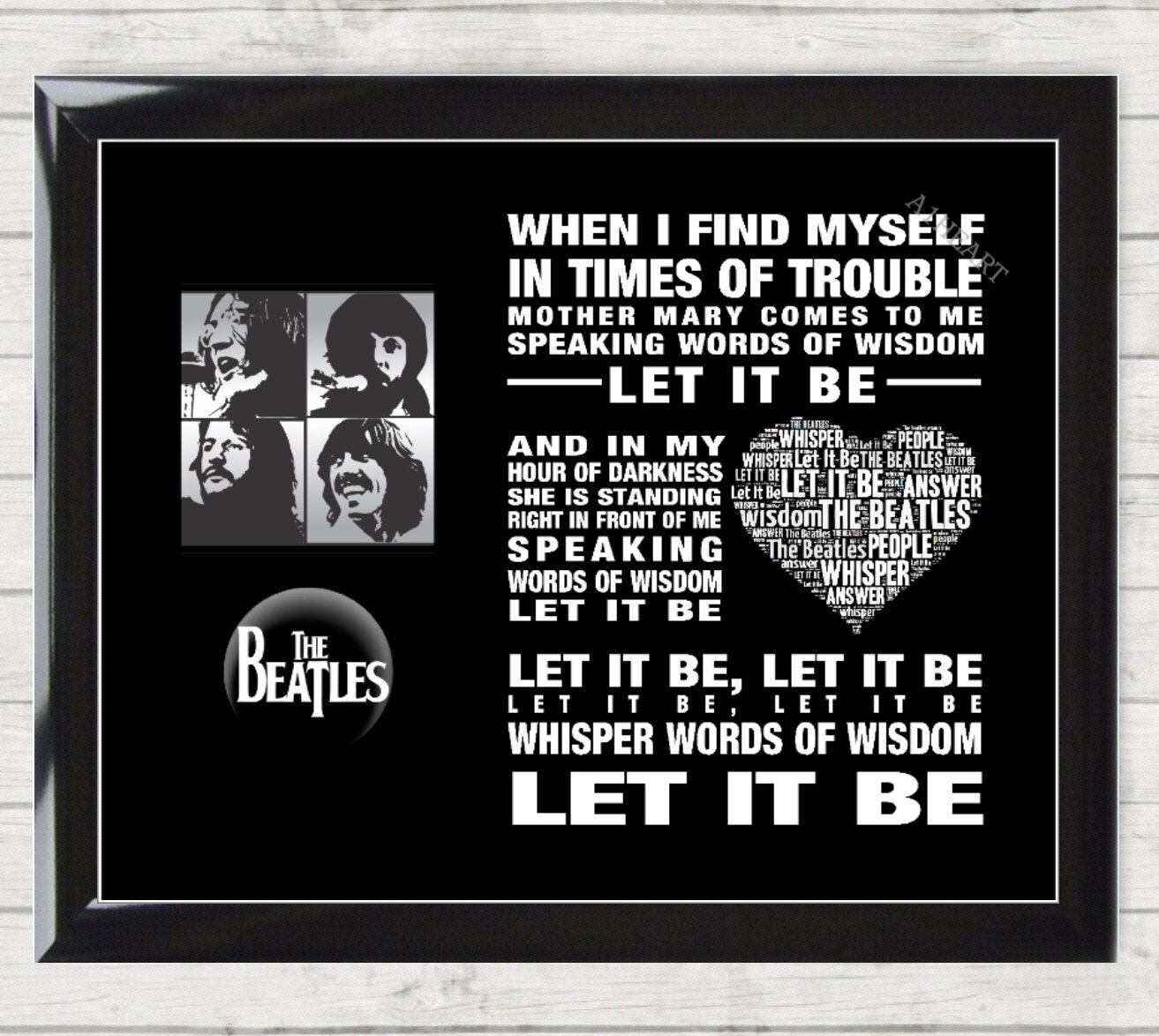 The Beatles Song Music Lyrics Let It Be Poster Print. John - Etsy UK