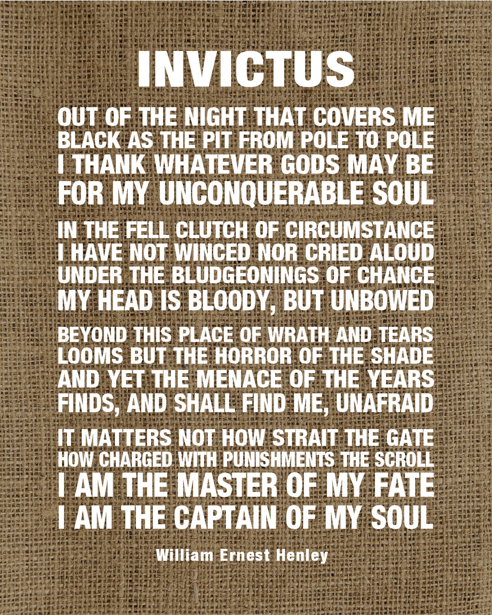 Invictus Poem Poster by William Ernest Henley. Master of My - Etsy