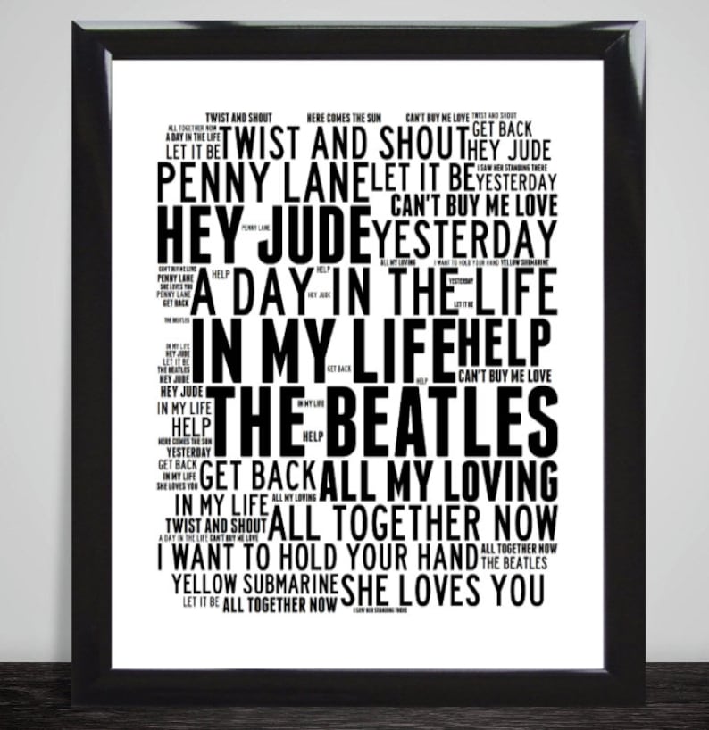 The Beatles Music Song Titles Lyrics Wall Art Print Poster - Etsy UK
