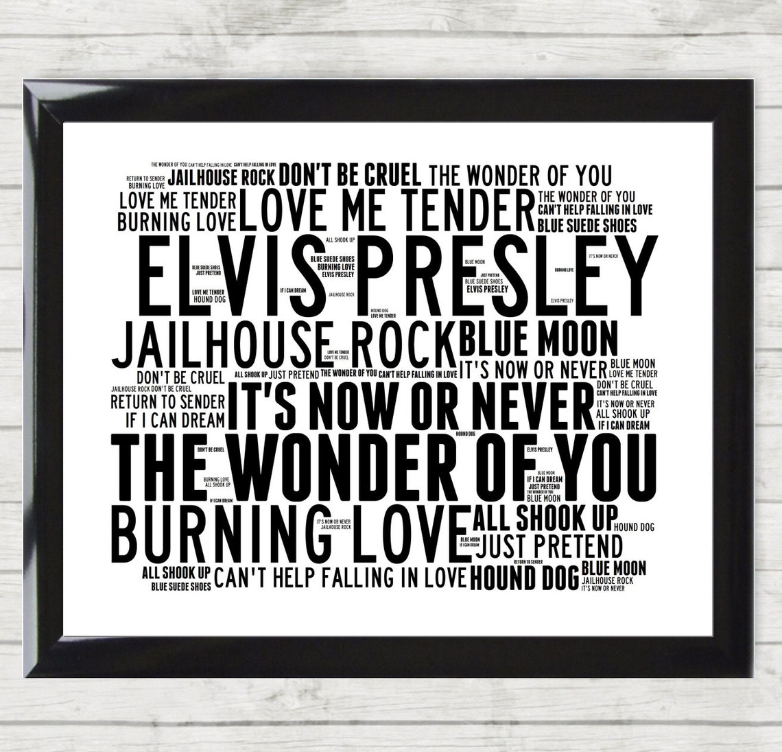ELVIS PRESLEY Music Song Titles Lyrics Landscape Wall Art Print/poster ...