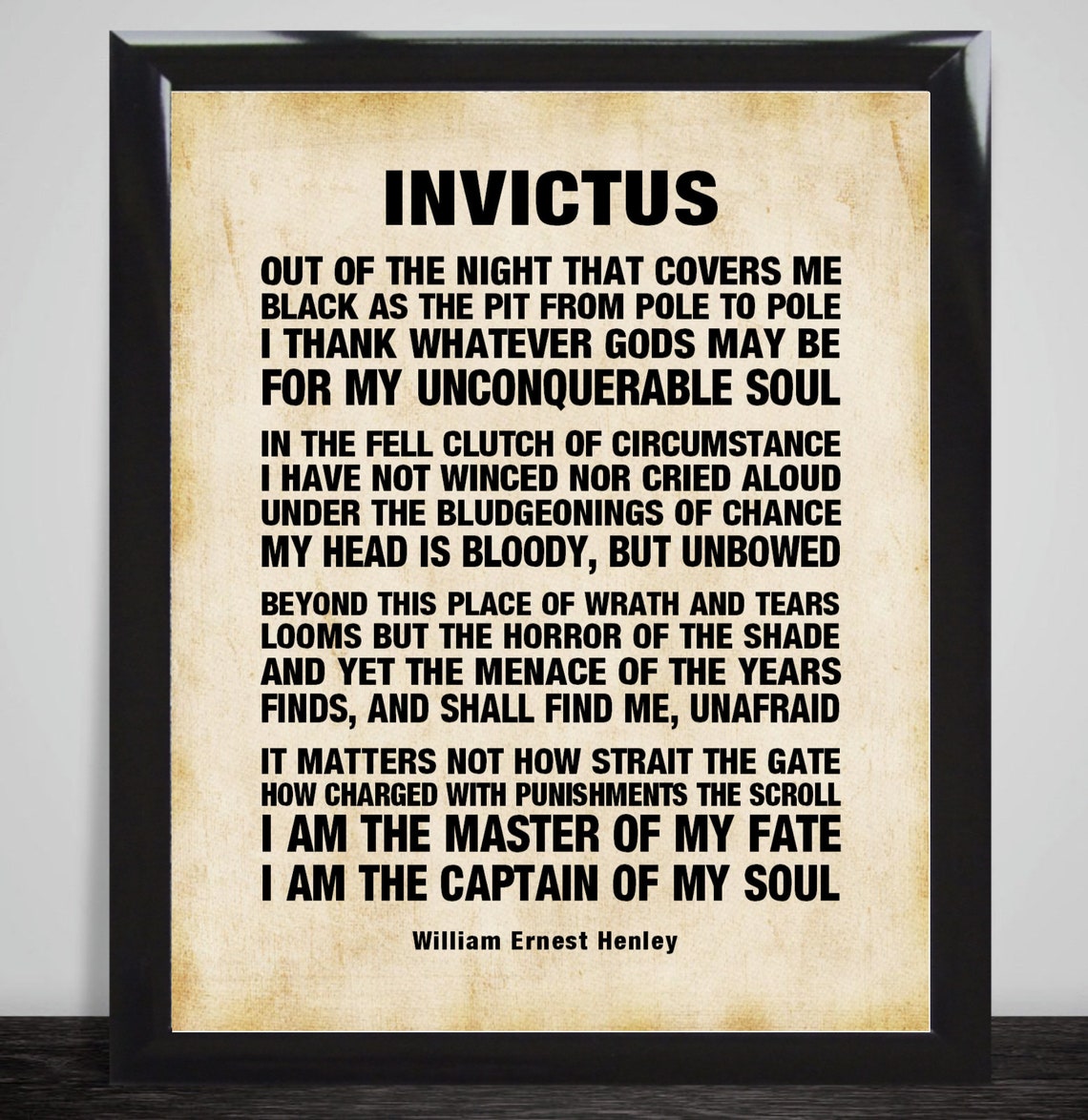 Invictus Poem Print, William Ernest Henley Quote, Home Decor - Etsy UK