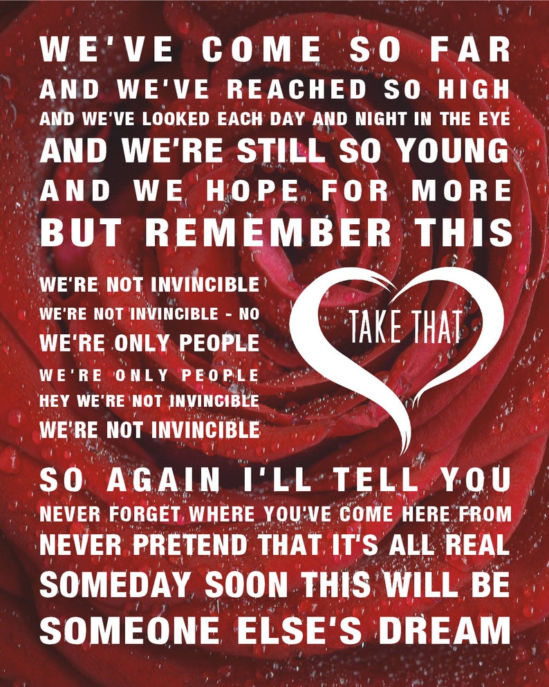 Take That Never Forget Music Song Lyrics Textured Hessian - Etsy