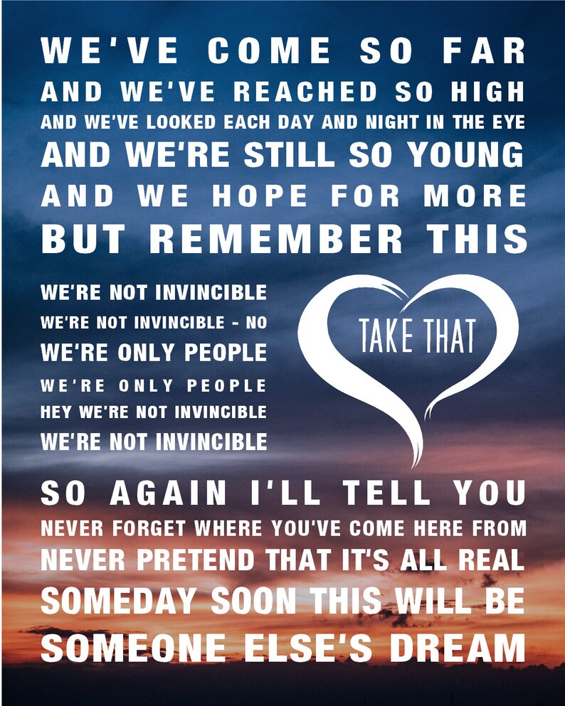 Take That Never Forget Music Song Lyrics Textured Hessian - Etsy