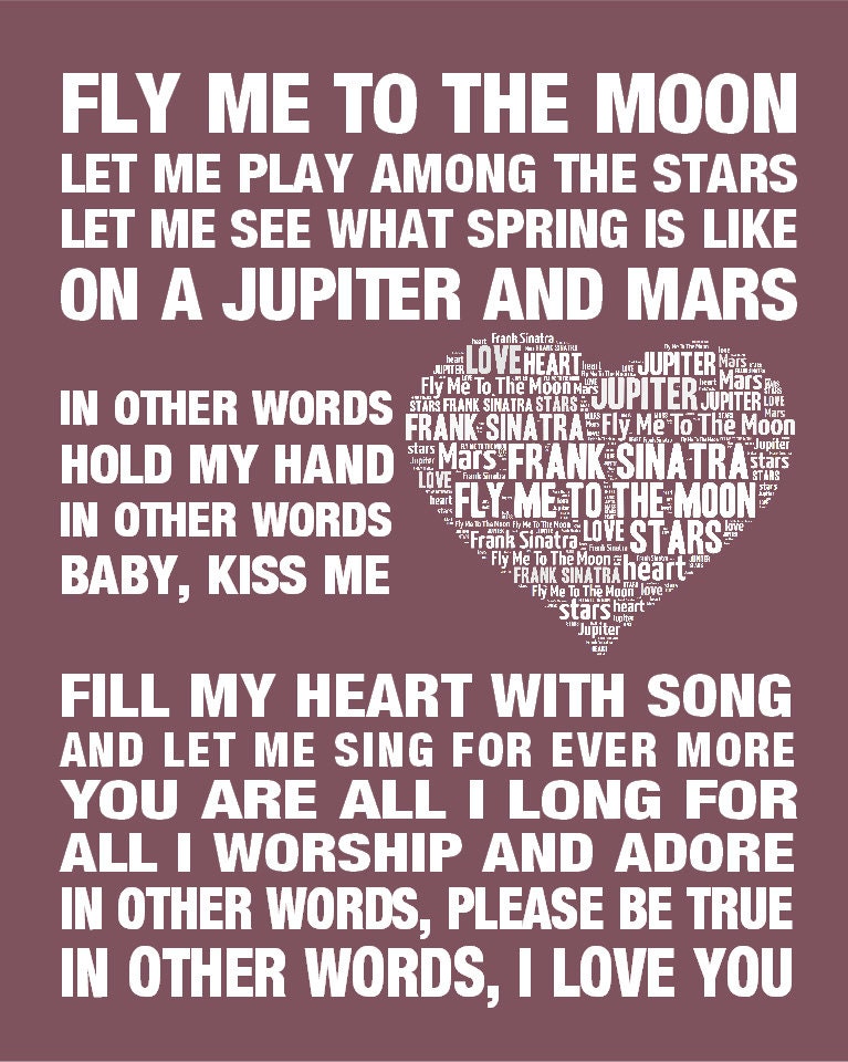 FRANK SINATRA Fly Me to the Moon Music Love Song Lyrics Wall Art Print ...