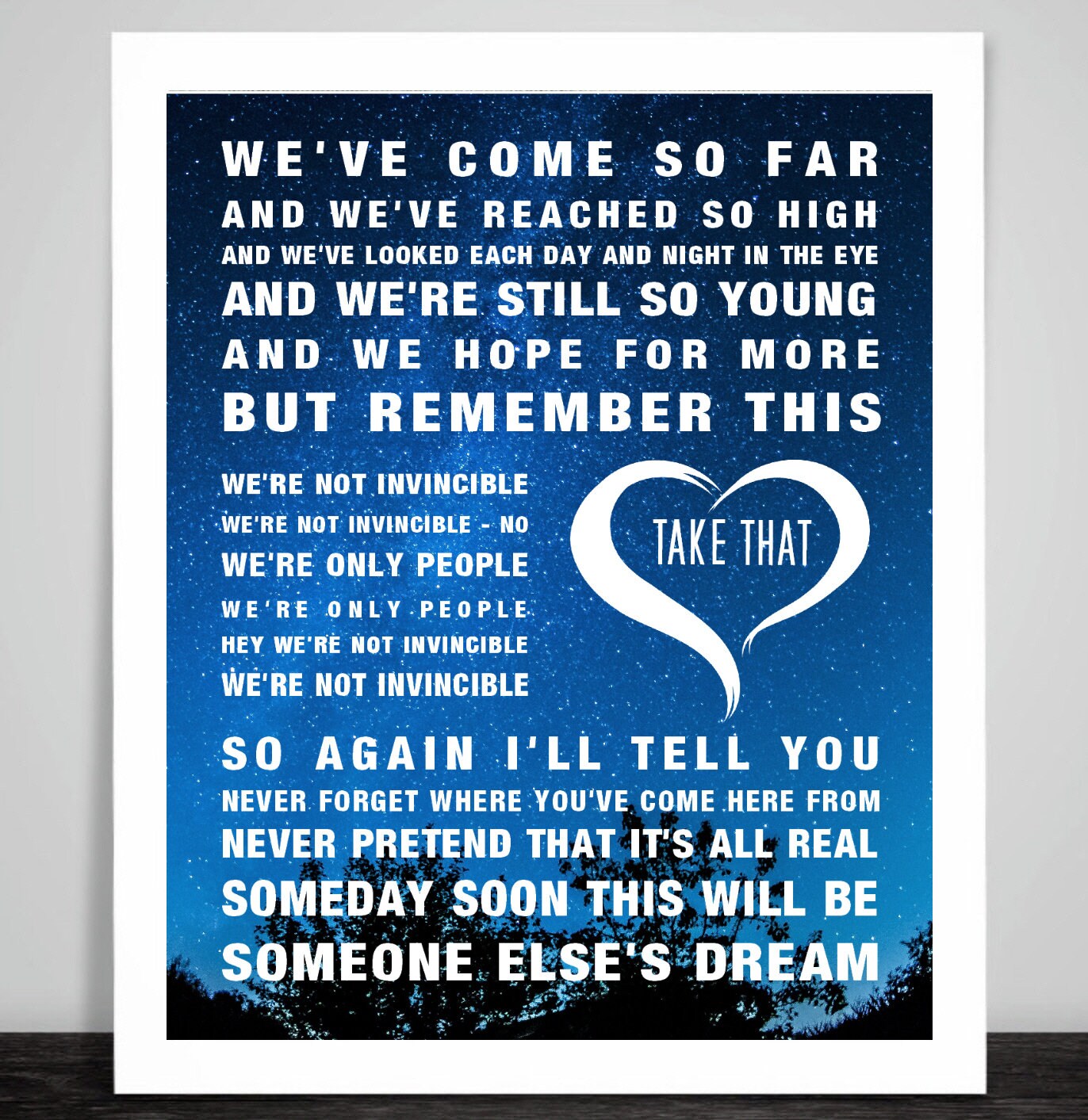 Take That Never Forget Music Song Lyrics Textured Hessian - Etsy UK