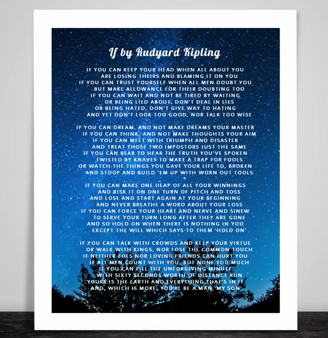 IF by Rudyard Kipling Print Poem Quote Fabric Stars. You Will Be a Man ...