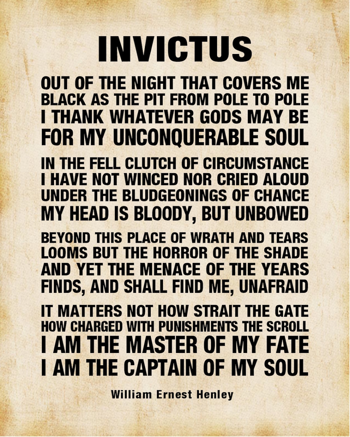 Invictus Poem Poster by William Ernest Henley. Master of my | Etsy