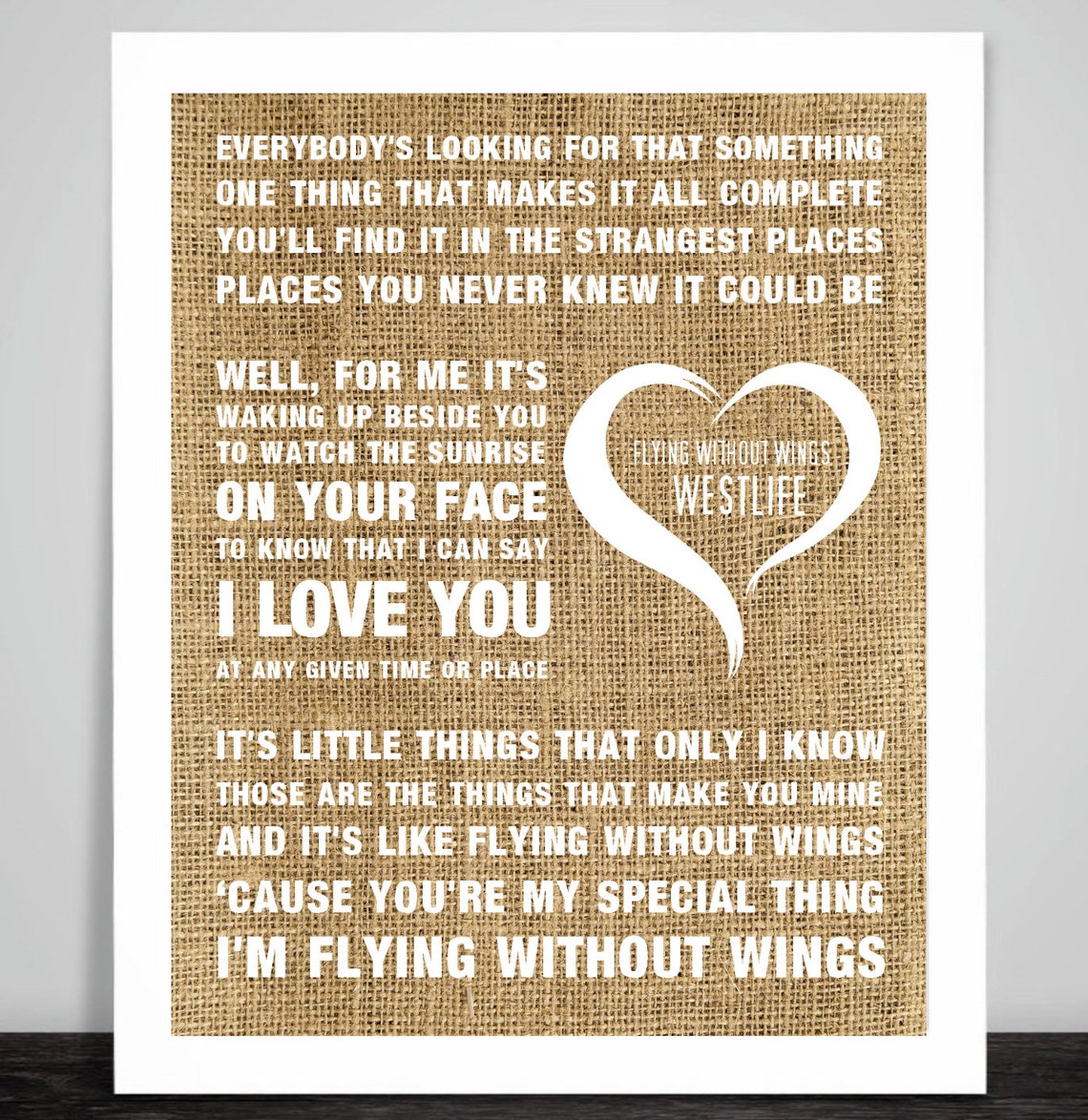 Westlife Flying Without Wings Music Song Lyrics Textured - Etsy UK
