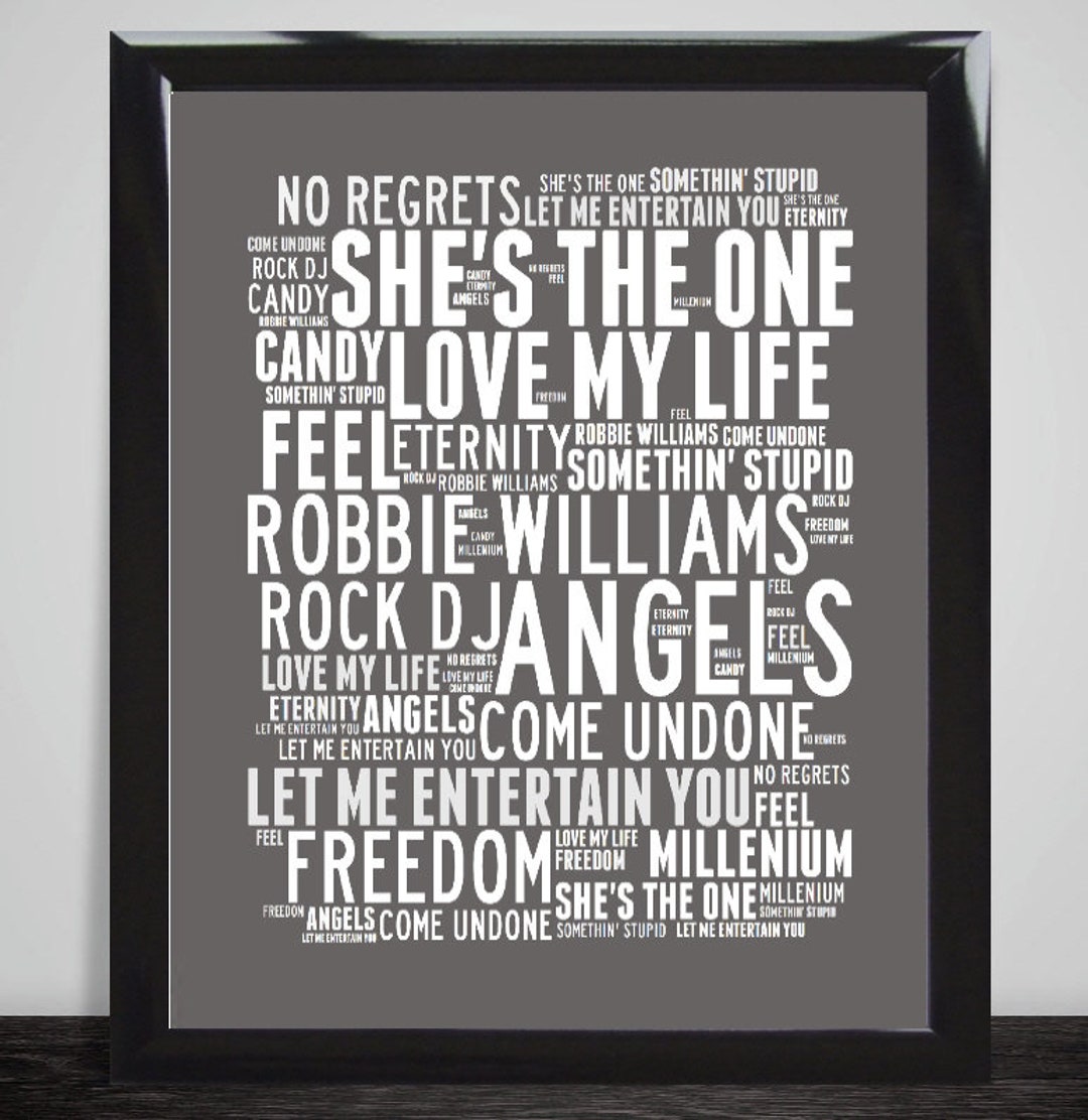 ROBBIE WILLIAMS Music Song Titles Lyrics Portrait Wall Art Print/poster ...