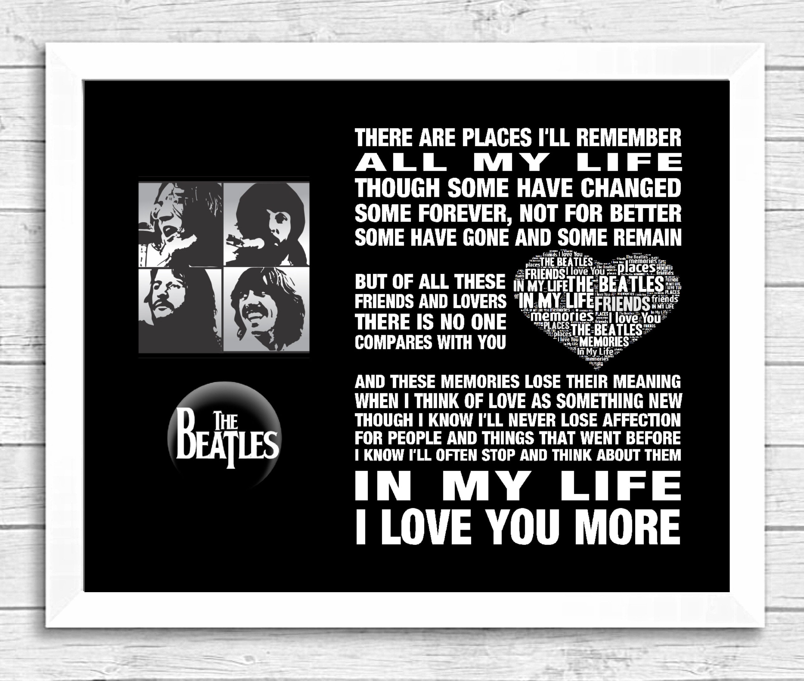 The Beatles Song Music Lyrics in My Life Poster Print. John Lennon ...