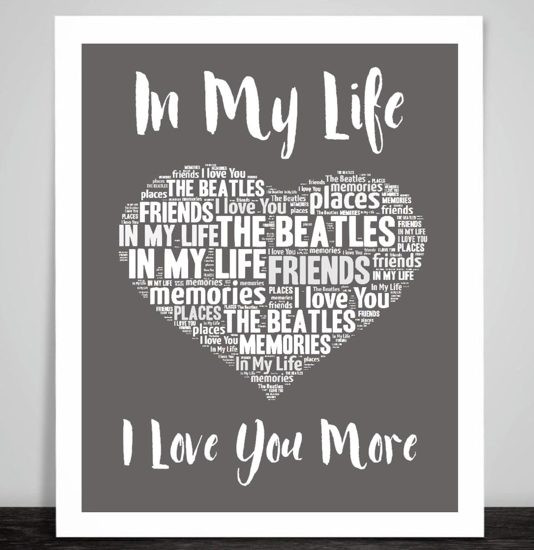 THE BEATLES in My Life Music Love Song Lyrics Heart Art Print/poster ...