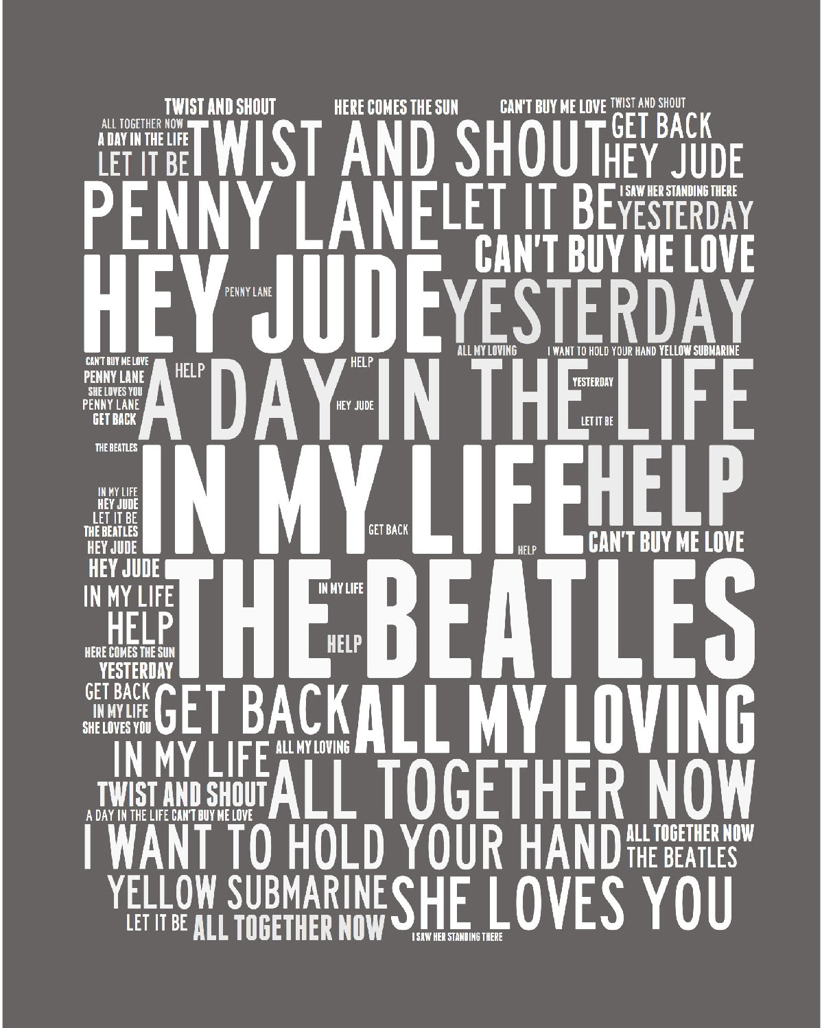 The Beatles Music Song Titles Lyrics Wall Art Print Poster - Etsy UK