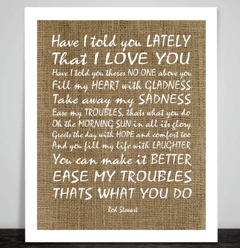 Rod Stewart Have I Told You Lately Music Song Lyrics. Textured - Etsy UK