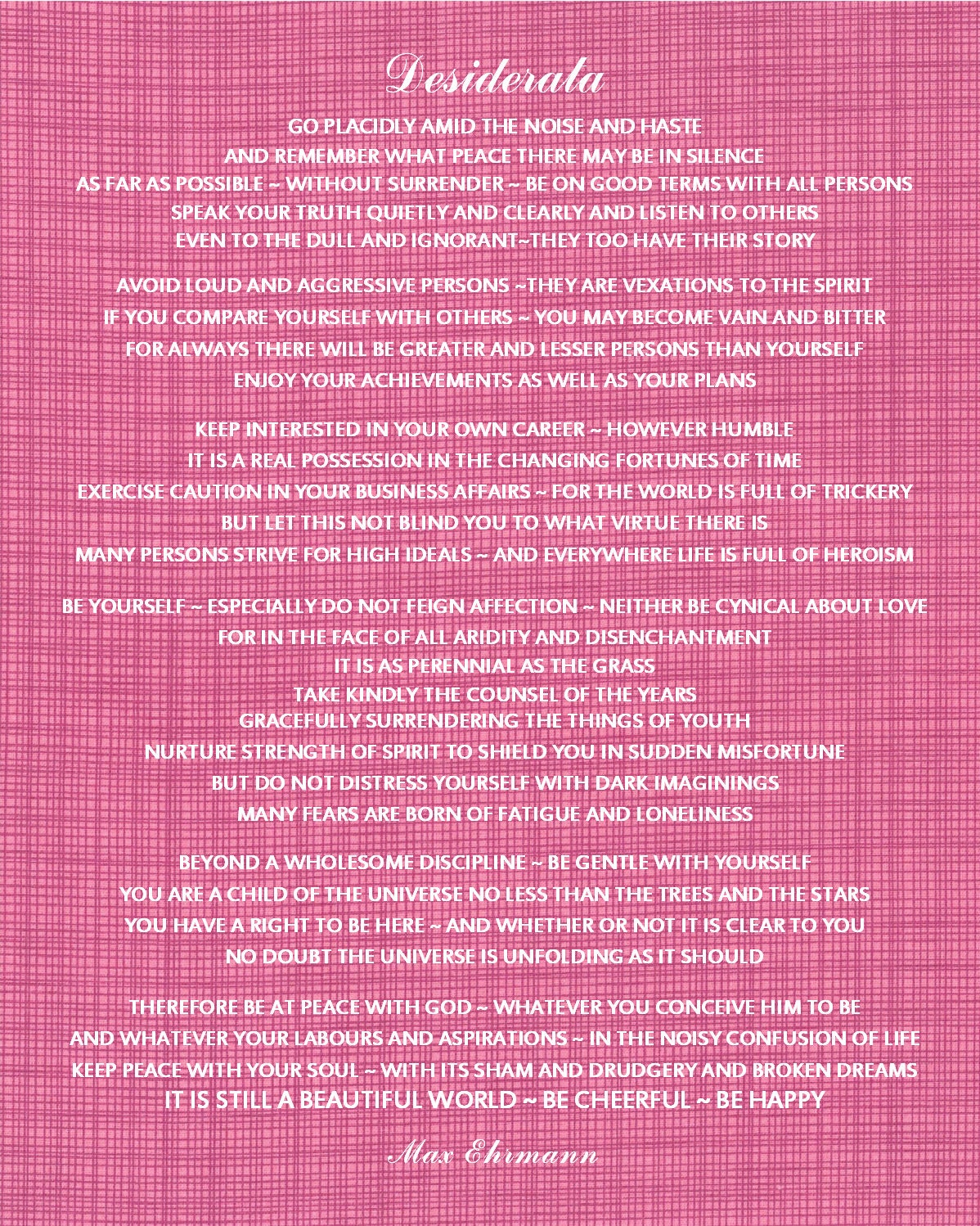 Desiderata by Max Ehrmann Poem Quote Wall Art Print You Are a - Etsy