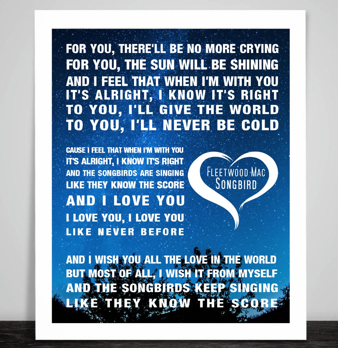 Fleetwood Mac Songbird Music Song Lyrics. Textured Hessian - Etsy UK