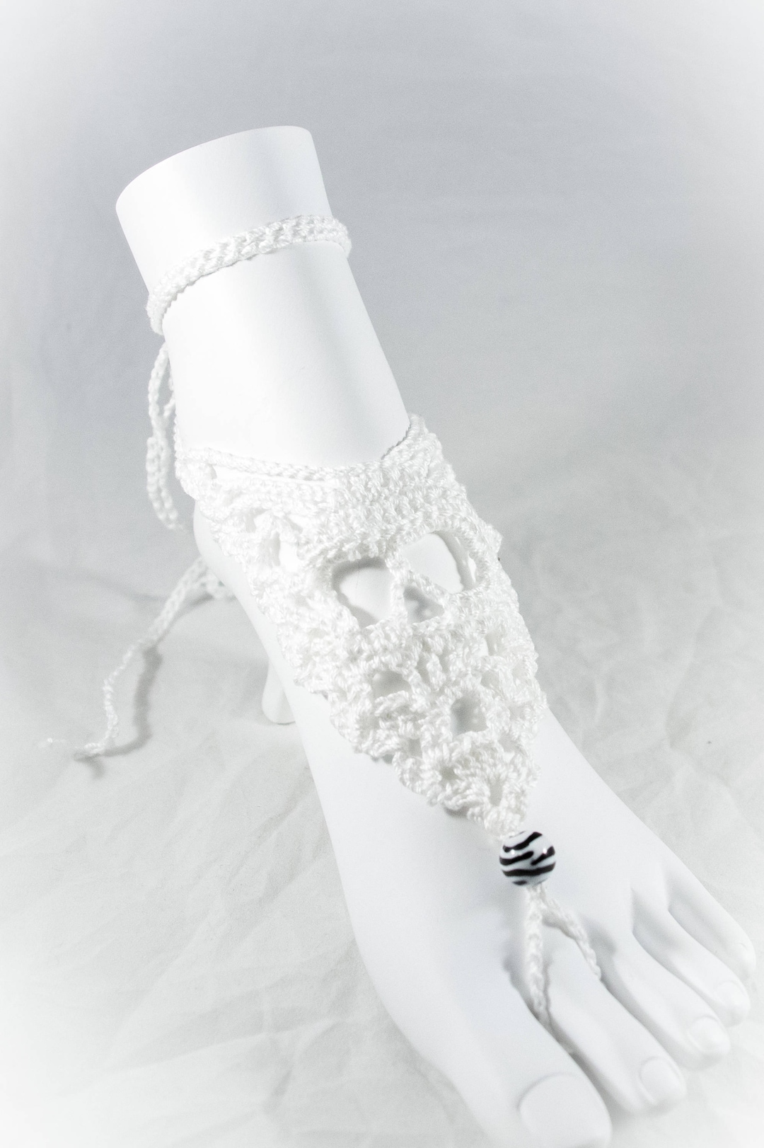 Beaded Barefoot Skull Sandals, White - Etsy