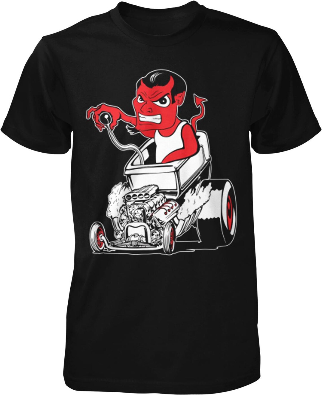 Hot Rod Devil T-shirt - Vintage Car and Flames Graphic, NOFO_00451 - Etsy