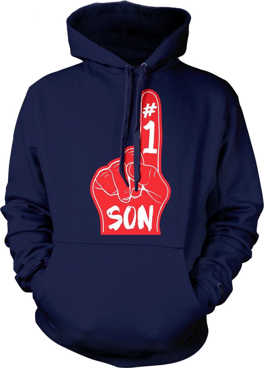 Number 1 Son Number One Son Foam Finger Hooded Sweatshirt | Etsy