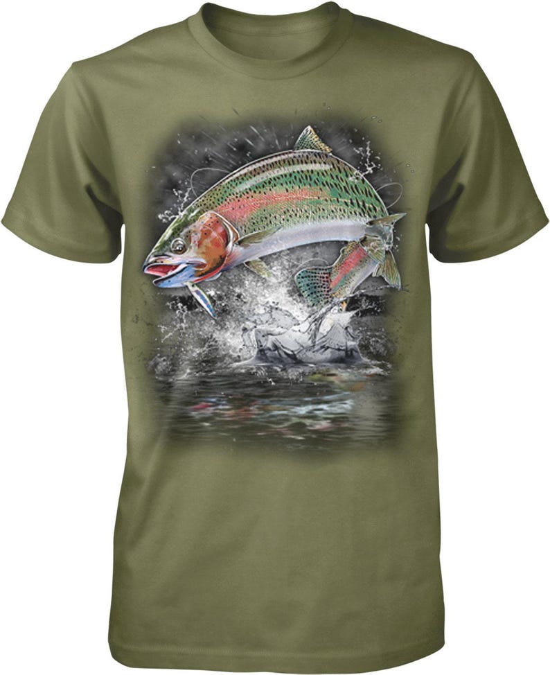 Rainbow Trout T-shirt: Fly Fishing Design, Men's Cotton Tee, NOFO_00301 ...