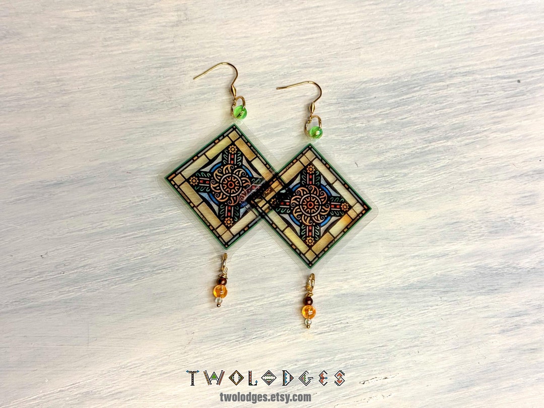 Art Nouveau Stained Glass Earrings Transylvania Region Sandor Nagy ...