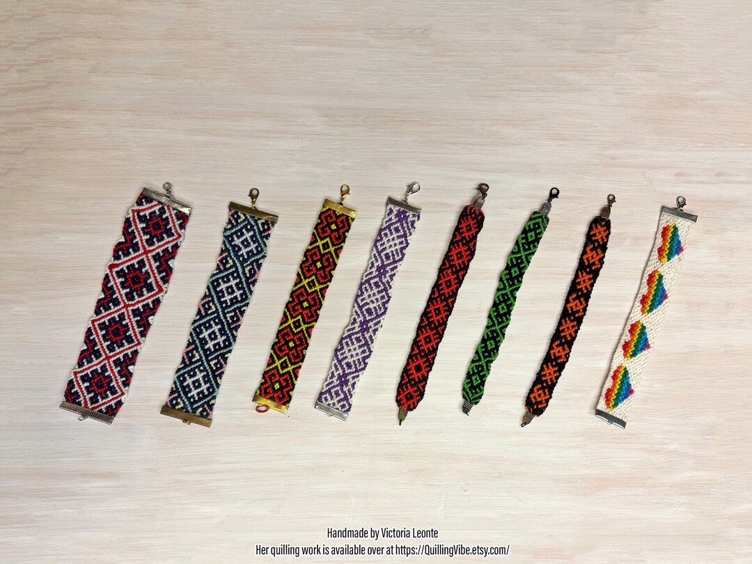 Romanian / Balkan Textile Bracelets With Woven Protective Folk Motifs ...
