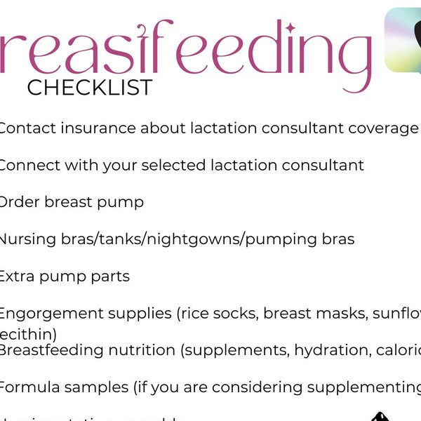 Breastfeeding Checklist - Etsy