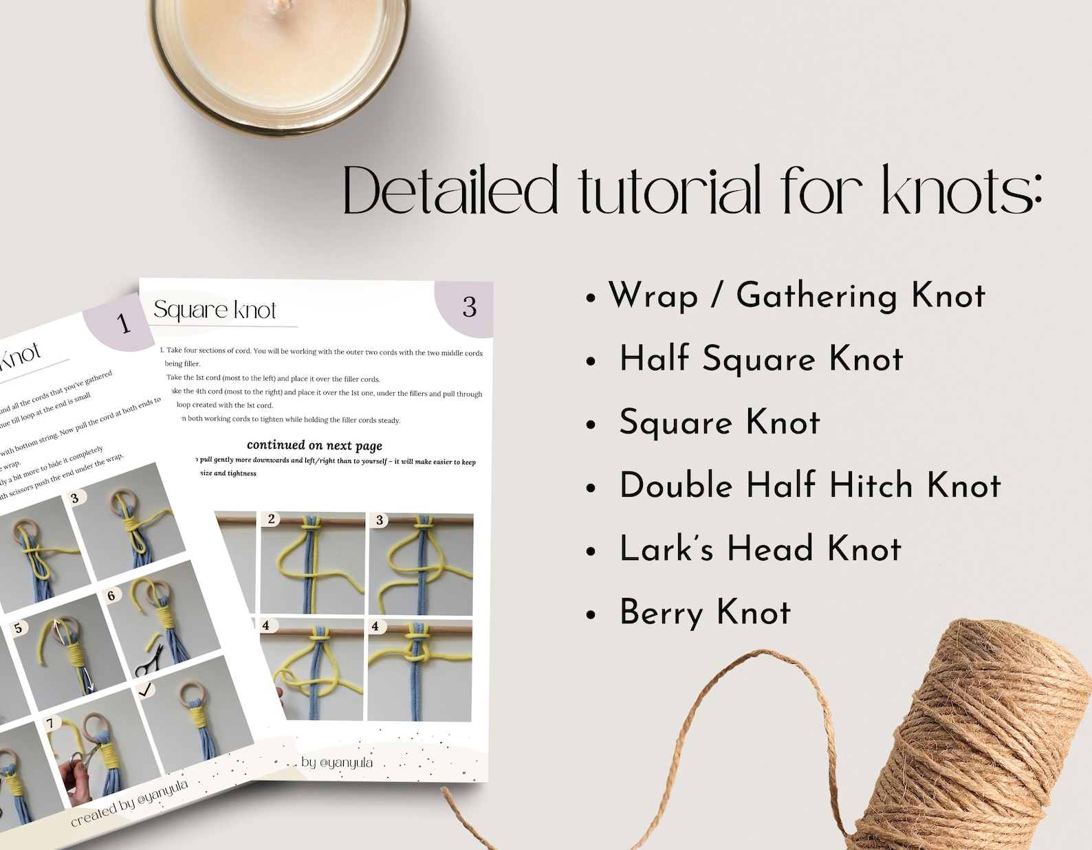 Macrame Knot Guide, Macrame Knot Tutorial, Learn Macrame Knots for ...